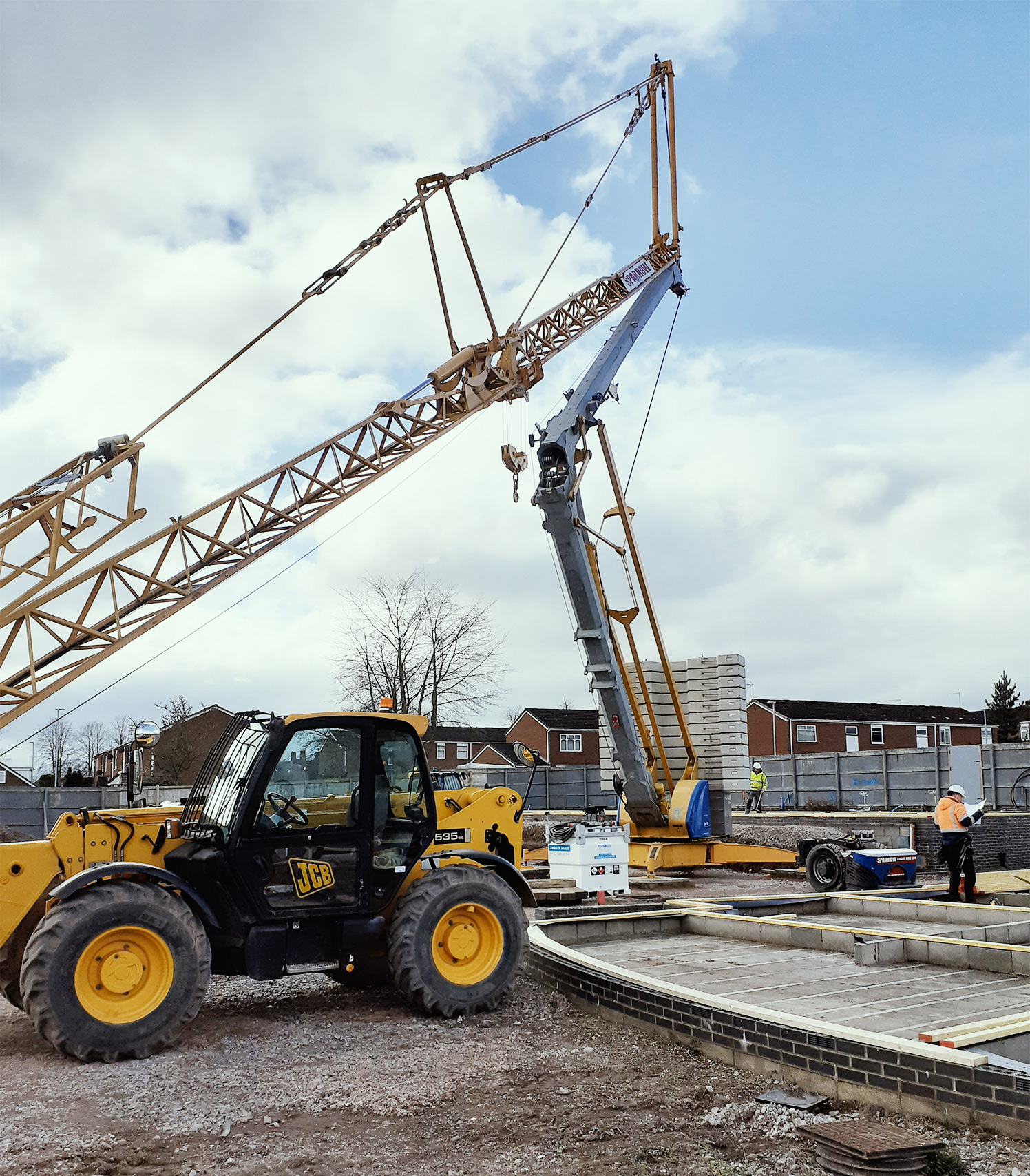 Our Potain IGO50 Self-Erecting Tower Crane being erected in Stafford ...